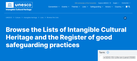 UNESCO Lists of Intangible Cultural Heritage: SDG 15 | ICCROM | Our Collections Matter